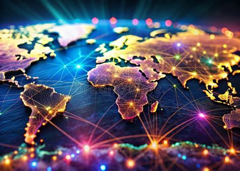 Global Data Flow A Futuristic Visualization Of Interconnected Networks And Global Information