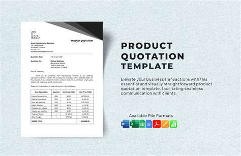 Product Quotation Template Excel