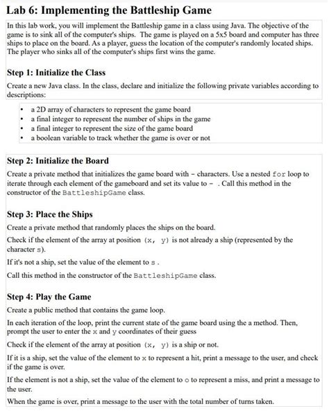 Solved In This Lab Work You Will Implement The Battleship