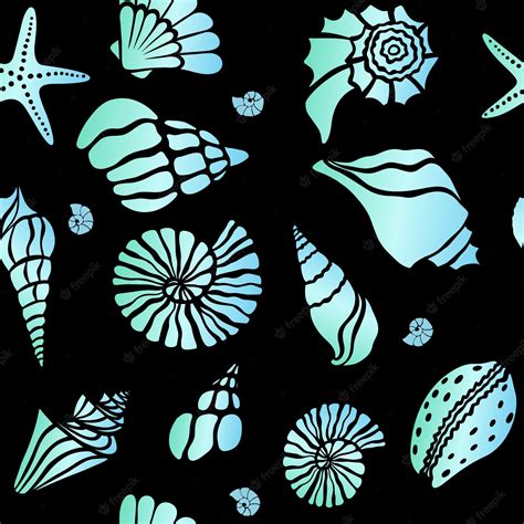 Premium Vector Hand Made Vector Illustrations Seamless Shell Patterns Premium Vector Hand Made Vector Illustrations Seamless Shell Patterns