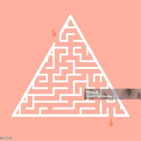 추상 삼각형 미로 아이들을위한 게임 아이들을위한 퍼즐 입구 1개 출구 1개 미로 수수께끼 색상 배경에서 격리된 플랫 벡터 그림입니다 0명에 대한 스톡 벡터 아트 및 기타