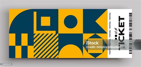 Ticket Vector Template Layout With Abstract Pattern Design Graphics Made With Simple Shapes And