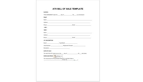 Editable Atv Bill Of Sale Template Editable Bill Of Sale Bill Of Sale Atv Sale Gym Equipment