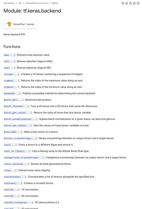 Tf24 Doc Missing Kerasbackend Methods · Issue 45860 · Tensorflow