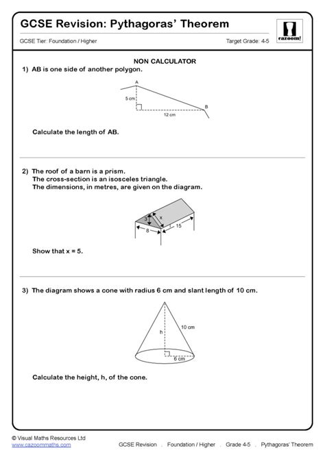 Pythagoras Theorem Gcse Questions Gcse Revision Questions