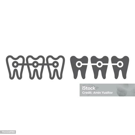중괄호 선과 문양 아이콘 치과 의사와 치과 치아 기호 벡터 그래픽 흰색 배경에 선형 패턴 10에 대한 스톡 벡터 아트 및 기타 이미지 Istock