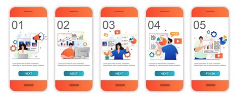 Premium Vector Marketing Concept Onboarding Screens For Mobile App Templates Business