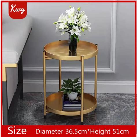 Nordic Simple Iron Double Layer Small Tea Table Corners Round Coffee