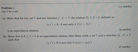 Solved 15 Marks Problem 1 Let S Be A Set A Show That