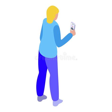 Isometric Illustration Of A Person Engaged With A Mobile Phone Stock Illustration Illustration