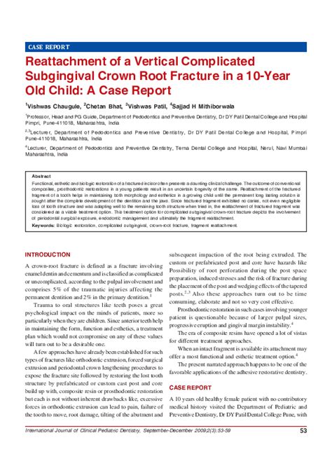 Pdf Reattachment Of A Vertical Complicated Subgingival Crown Root