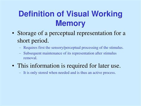 Ppt Visual Working Memory Powerpoint Presentation Free Download Id