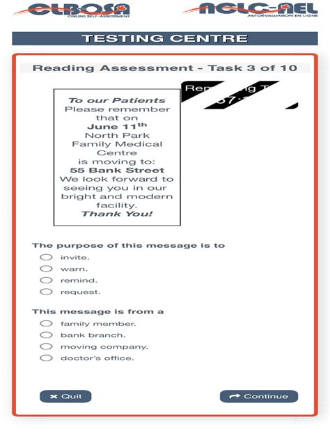 Clb Osa Canadian Language Benchmarks Testing Centre Pdf