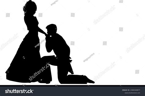 Silhouette Marriage Proposalman Proposing Woman Silhouetteromantic