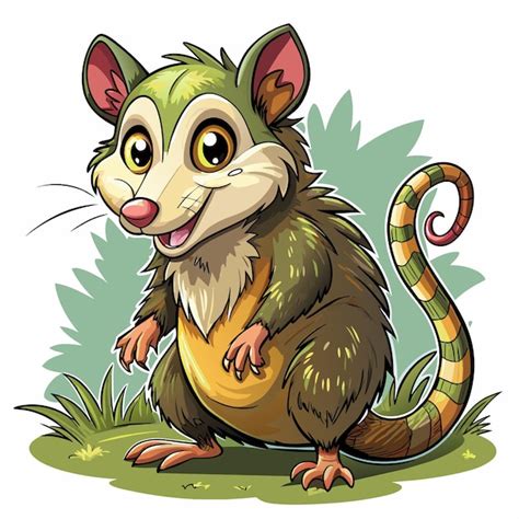 A Cartoon Of A Mouse With A Striped Tail And A Tail Premium Ai