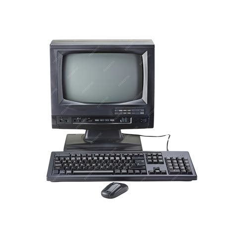 Vintage Desktop Computer With Crt Monitor Keyboard And Mouse Premium