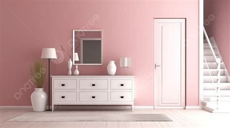 붉게 물든 벽 3d 렌더링 옆에 펼쳐진 문 흰색 화장실이 있는 현대적인 통로 침실 디자인 침실 가구 침실 인테리어 배경