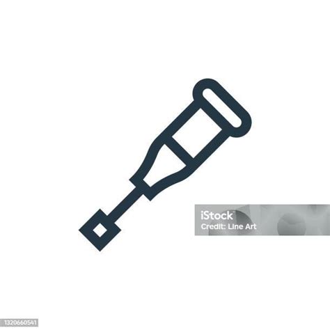 간호 개념에서 목발 아이콘 벡터 목발 편집 가능한 스트로크의 얇은 선 그림 웹 및 모바일 앱 로고 인쇄 미디어에 사용하기 위한