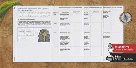 Differentiated Ancient Egypt Source Analysis Guide Twinkl