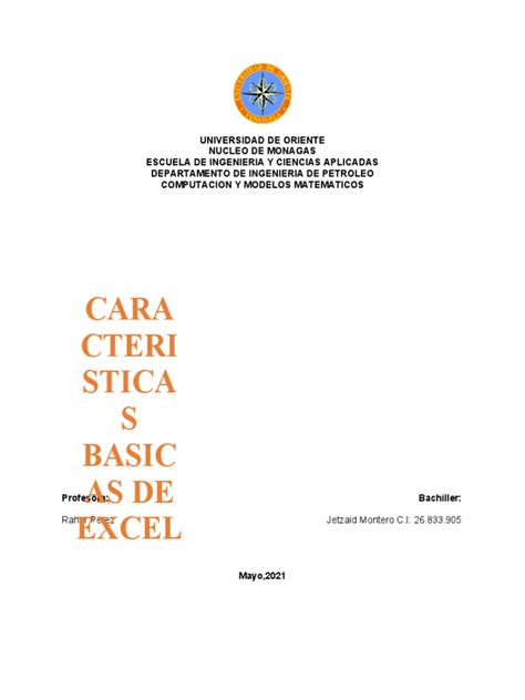 Caracteristicas Basicas De Excel Pdf Microsoft Excel Hoja De Cálculo