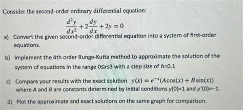 Solved Consider The Second Order Ordinary Differential