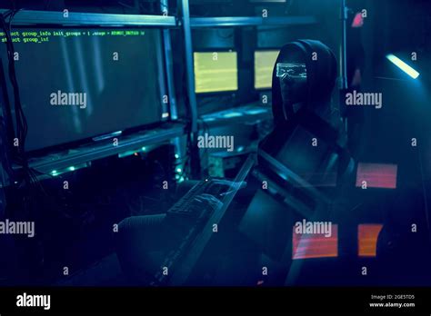 Cyber Hacker Breaks Into Databases To Obtain Information Using A Computer Cybercrime And Data