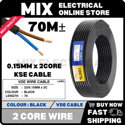 23 0 15 X 2 Core Copper Twin Flat Vde Cable Black Twin Flat Wire Speaker Cable Wayar Kabel