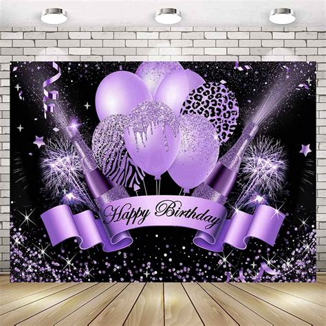 Sensfun Sparkle Purple Birthday Backdrop For Women Girls Happy Birthday