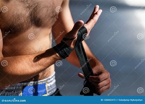 Boxer Makes Bandages On Fists Stock Image Image Of Active Glove