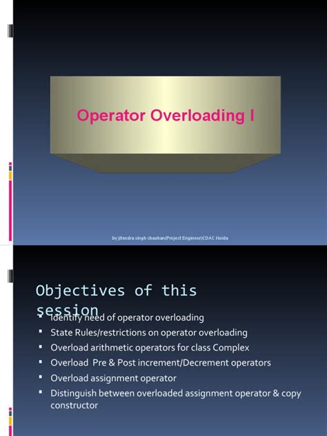 operator overloading i by jitendra singh chauhan project engineer cdac noida pdf