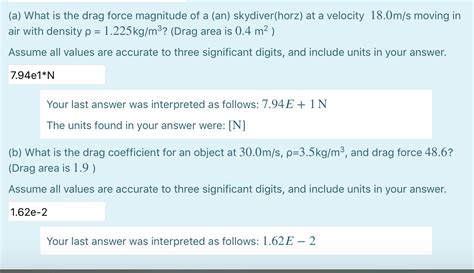 Solved Table 5 2 Drag Coefficient Values Typical Values Of Chegg Com