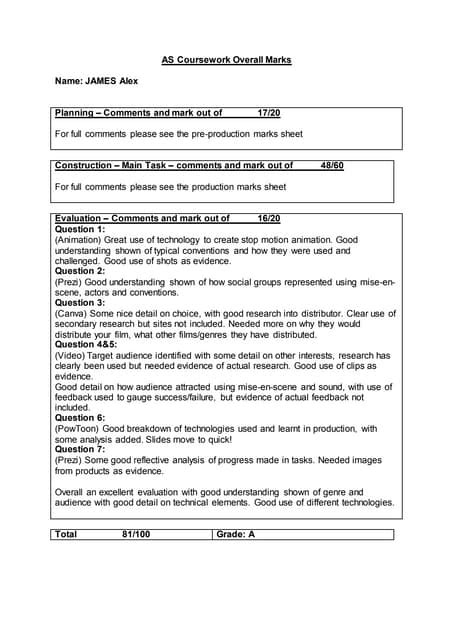 Production Feedback Sheet Docx