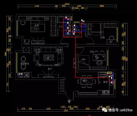 Cad水电布置图cad家装水电图装修水电cad图大山谷图库