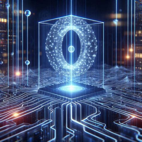 Quantum Computing Data Stream Blockchain Matrix Stock Illustration
