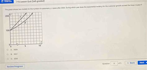 solved o realize 7 5 lesson quiz lms graded the graph shows two