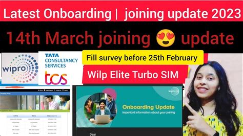 Wipro Tcs Onboarding Joining Updatejoining 14th March 2024nga Mail Wilp Elite Sim Joining