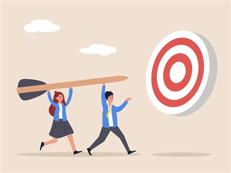 Premium Vector Teamwork Or Corporate Mission Concept Aiming At Target