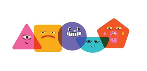 다양한 감정을 가진 라운드 추상 만화 얼굴 모음 미친 추상 만화 기하학적 모양 캐릭터 요소와 얼굴 벡터 일러스트 레이 션 기이함에 대한 스톡 벡터 아트 및 기타 이미지