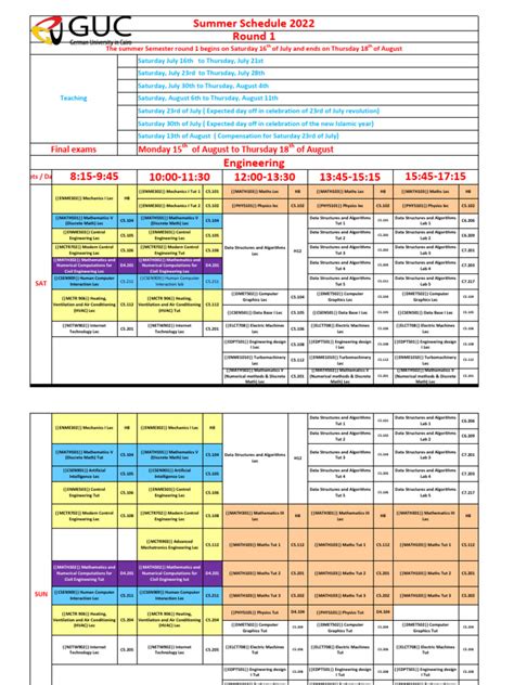 Engineering Summer R1 Schedule 2022 V24 Pdf