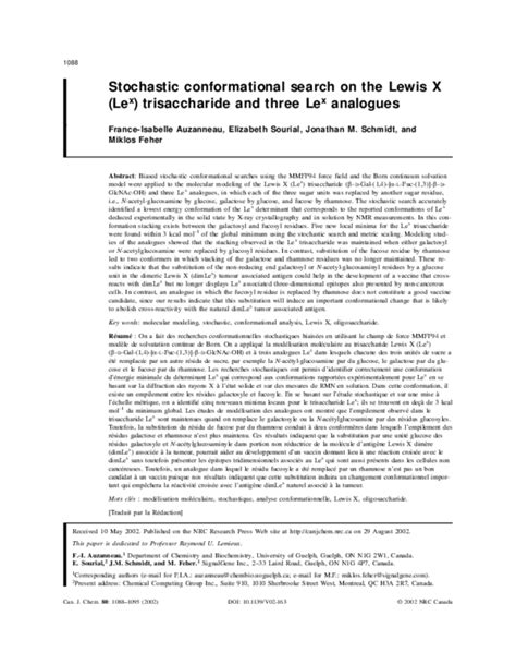 Pdf Stochastic Conformational Search On The Lewis X Le X