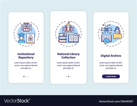 Types Digital Libraries Onboarding Mobile App Vector Image