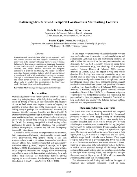 Pdf Balancing Structural And Temporal Constraints In Multitasking Contexts
