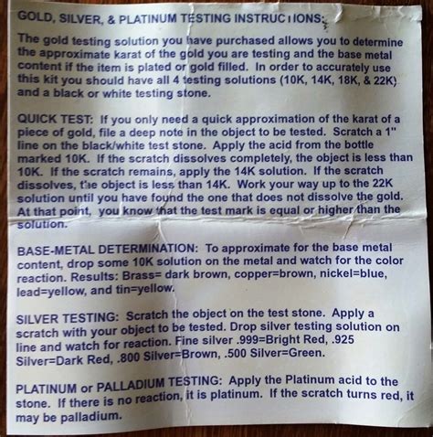 Gold Testing Kit With Instructions And Premium Stone Jsp