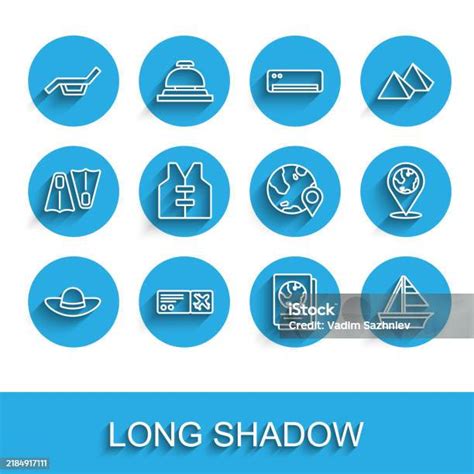 세트 라인 우아한 여성 모자 항공권 선베드 및 우산 여권 요트 범선 구명 조끼 지구본 위치 및 아이콘 벡터 0명에 대한 스톡 벡터 아트 및 기타 이미지 Istock