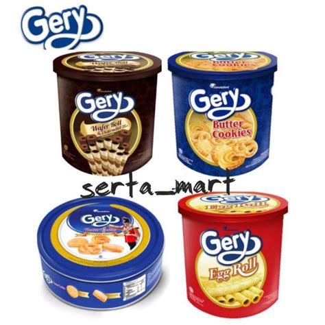 Jual Gery Wafer Eggroll Wafer Roll And Ekstrudat Butter Cookies 350gr Coklat Kaleng 225gr