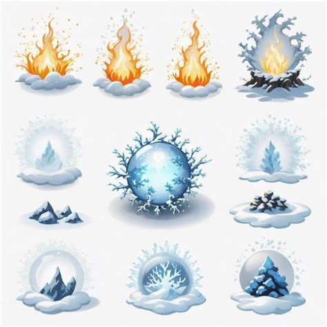 Blizzard Cartoon Vector Set White Background Isolated Premium Ai