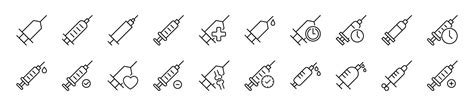 Collection Of Thin Signs Of Syringe Editable Stroke Simple Linear Illustration For Stores
