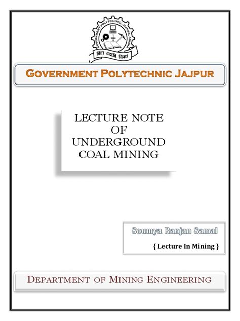 Lecture Note Ug Coal Pdf Pdf