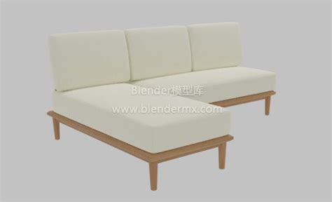 Blender 实木kent拐角山沙发3d模型素材资源下载 Blender模型库