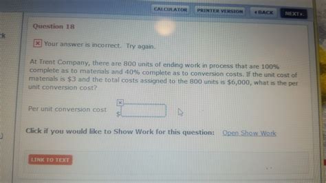 Solved Calculator Printer Version 4back Next Question 18 3
